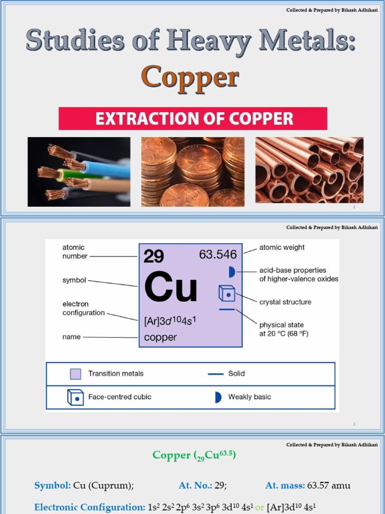 Heavy Metals Copper Extraction, Properties and Compounds Complete | PDF ...