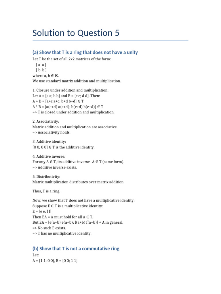 Question 5 Ring Proof | PDF