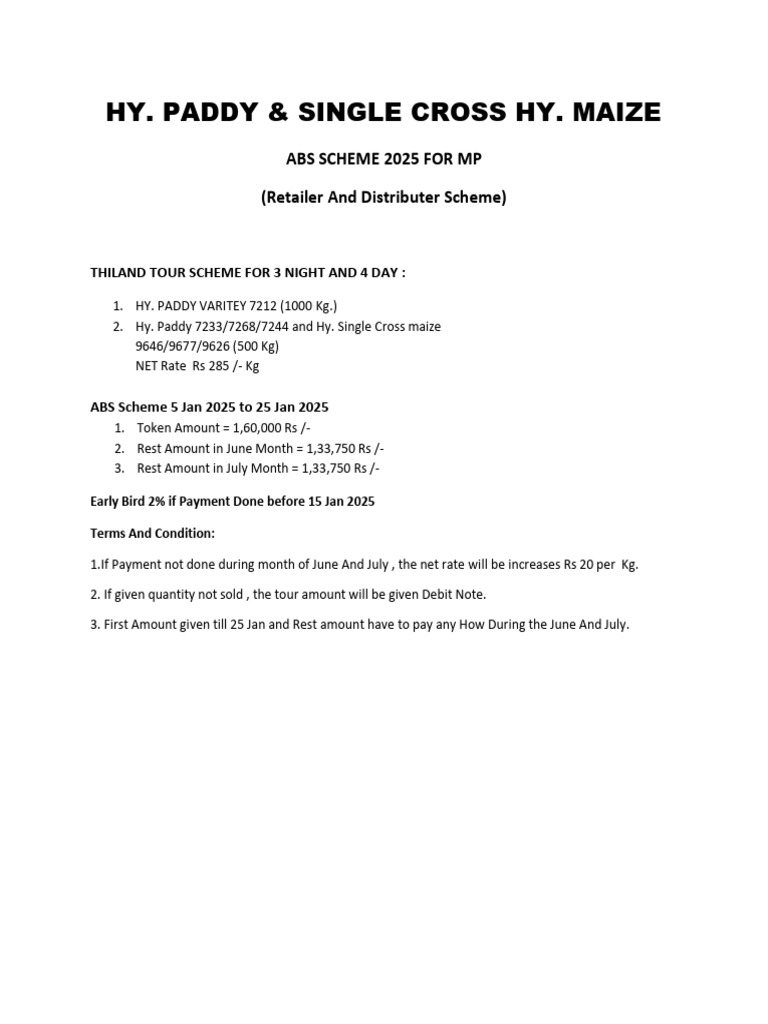 Retailer and Distributer Scheme | PDF