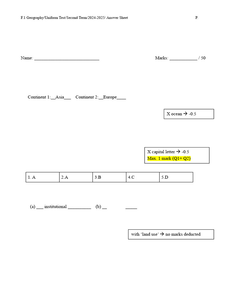 S1 - UT - 2nd Term - 2425 - Answer Sheet - Answers | PDF | Urban Planning