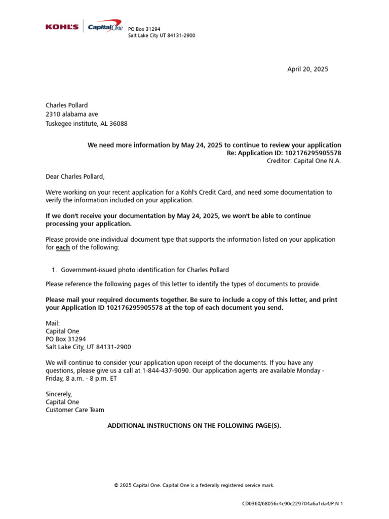 Additional Information Letter | PDF | Identity Document | Access Control