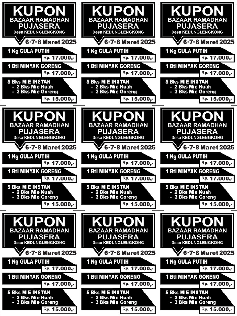 Kupon Bazaar Pujasera Hitam Putih | PDF