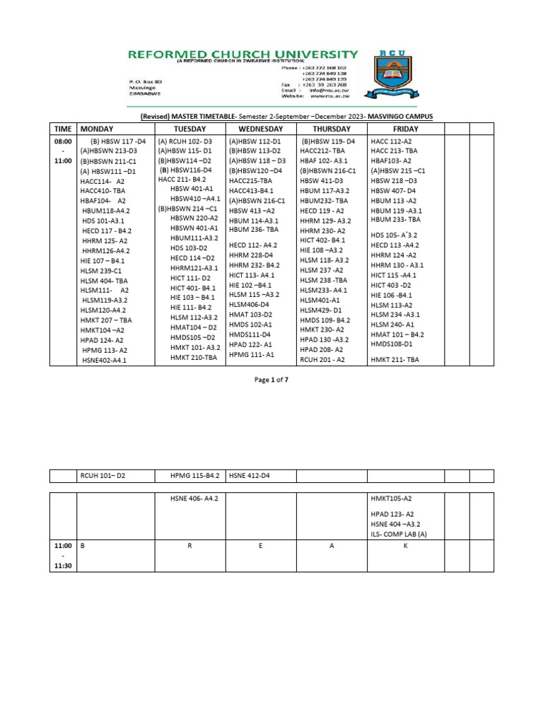 Notice - REVISED (Sep-Dec2023) Master Class Timetable | PDF