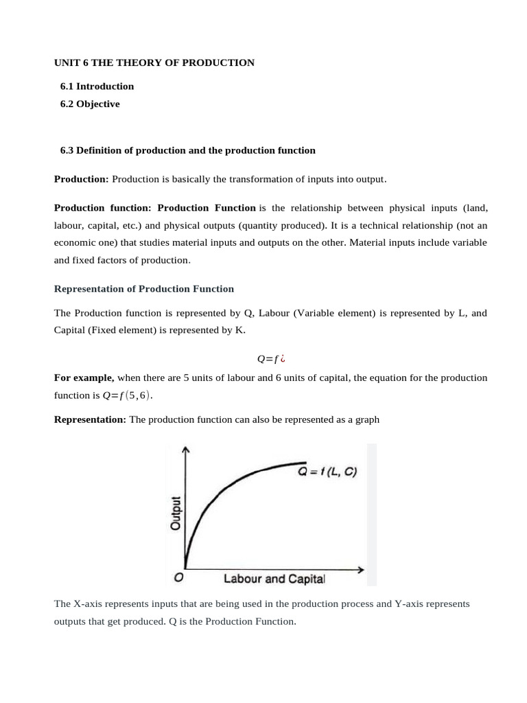 Unit 6 the Theory of Production (Autosaved) | PDF | Production Function | Economies Of Scale