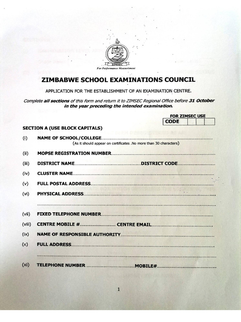 Zimsec Doc A Level Forms | PDF