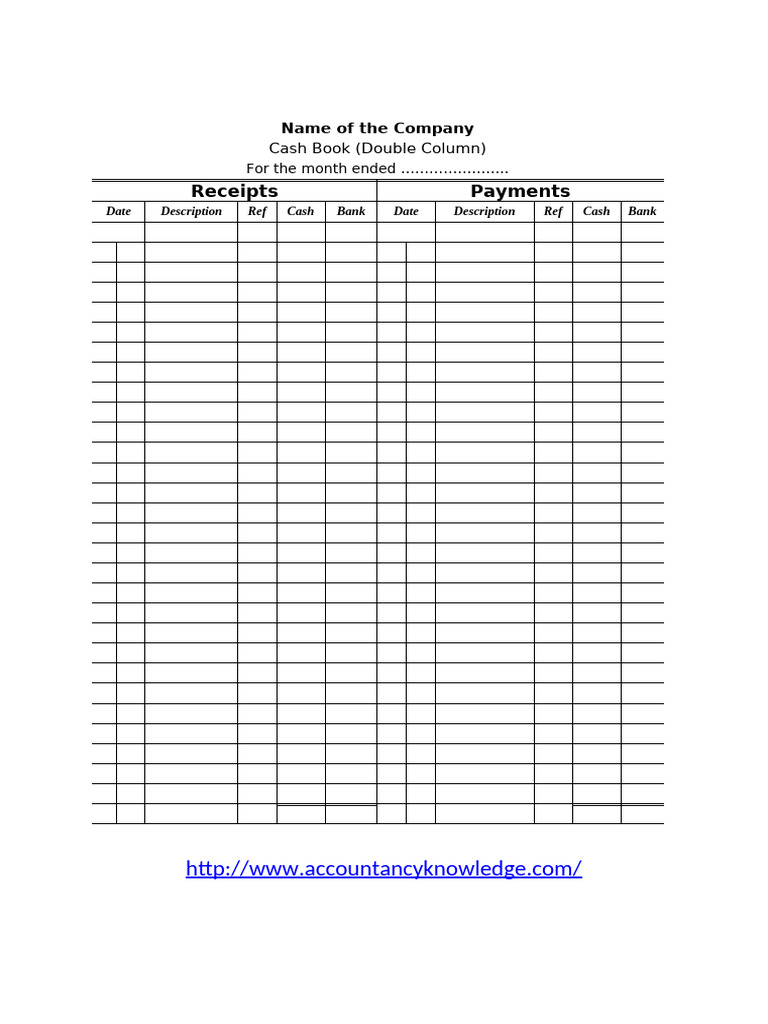 Double Column Cash Book Template | PDF