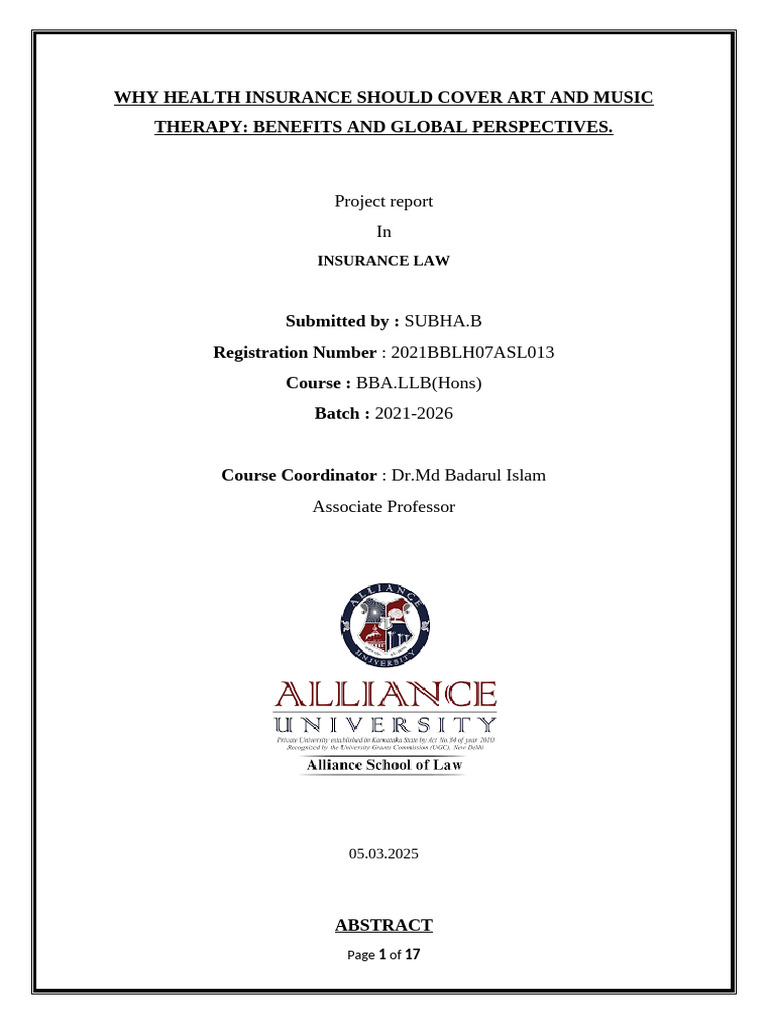 Coverage of Art and Music Therapy in Insurance | PDF | Health Care ...