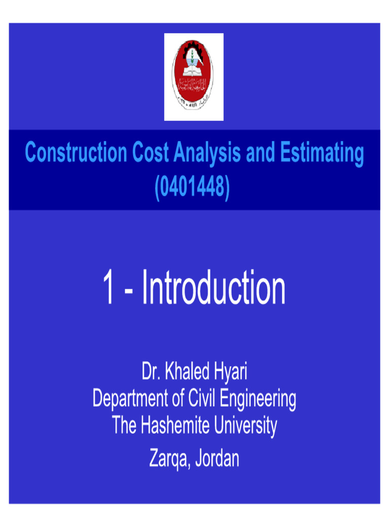 Construction Cost Analysis and Estimating (0401448) | PDF