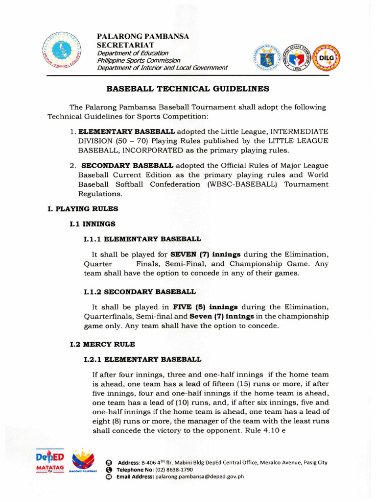 Guidelines Baseball | PDF