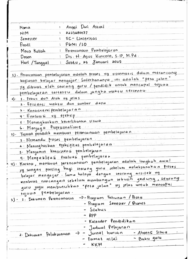 Anggi Dwi Astuti - 5-C-Linieritas - PGMI - SD - Perencanaan Pembelajaran | PDF