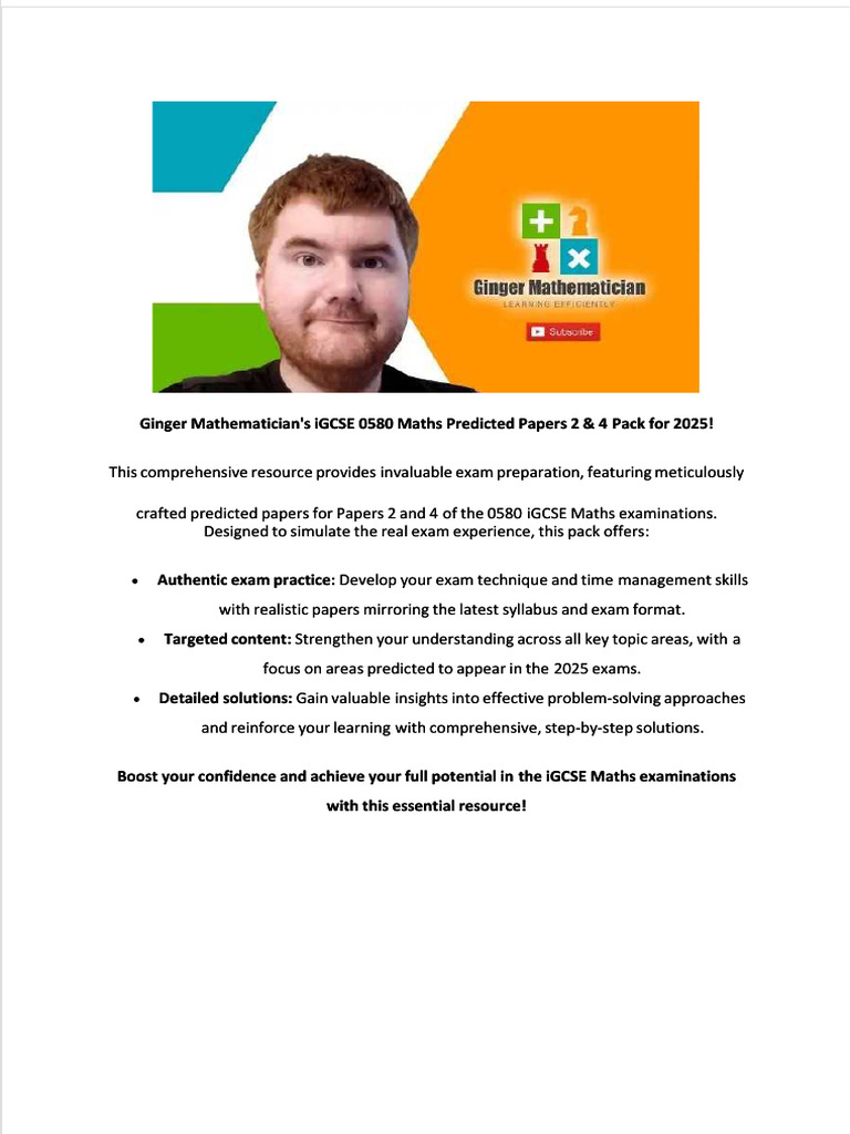 Ginger Mathematician Predicted Papers May June 2025 | PDF | Mathematics