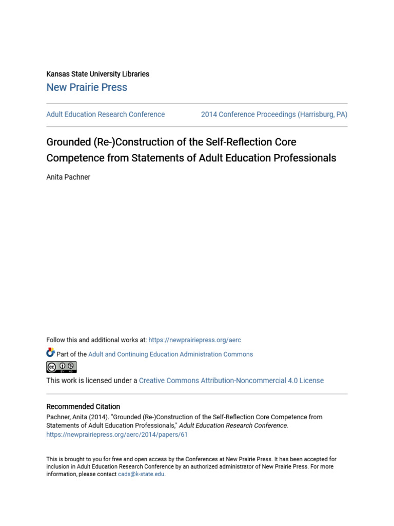 Grounded (Re-) Construction of The Self-Reflection Core Competence | PDF | Adult Education | Thought