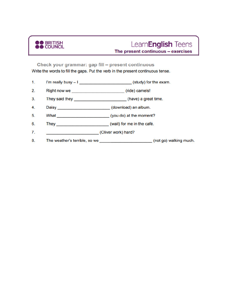 Present Continuous 2 Exercices Corrigés | PDF