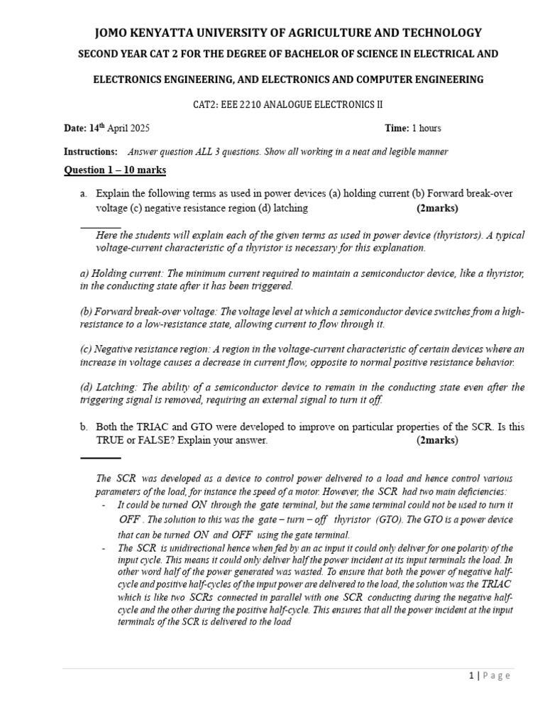 Eee 2210 Cat2 Answer | PDF | Amplifier | Computer Engineering