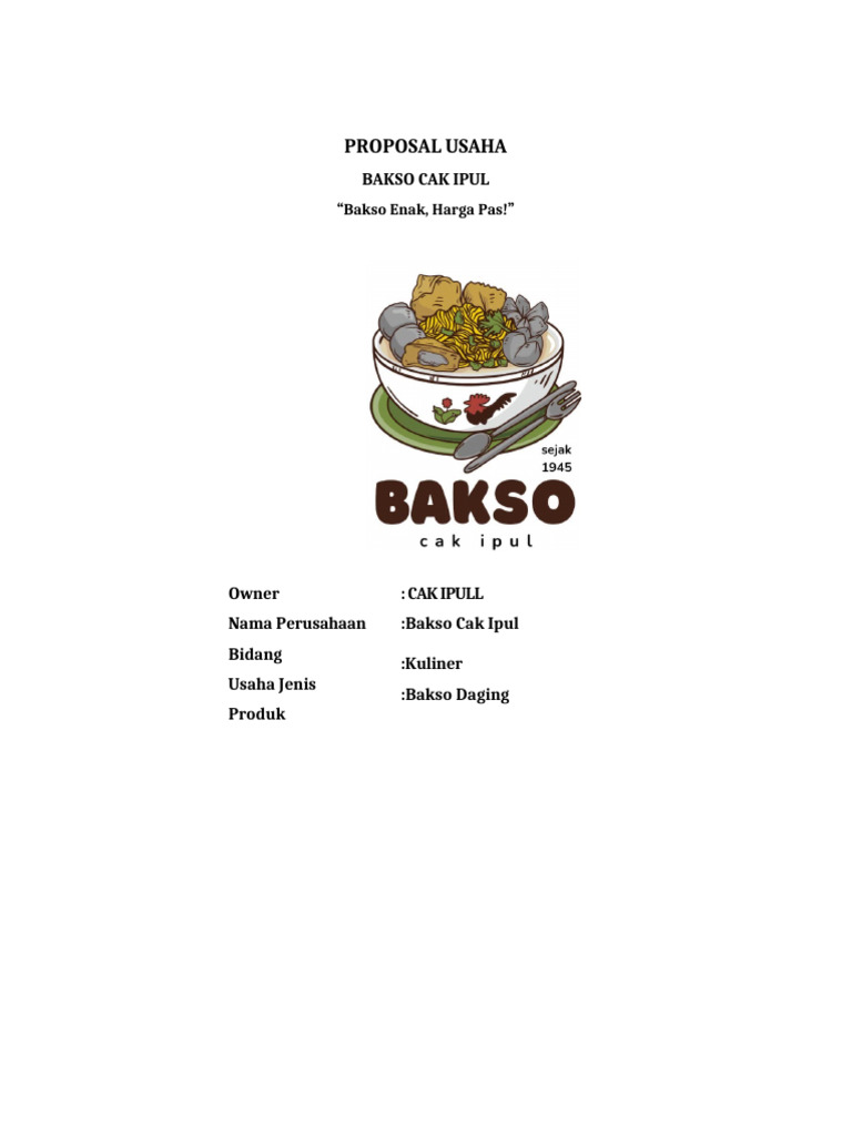 Proposal Bakso Cuak Ipull | PDF