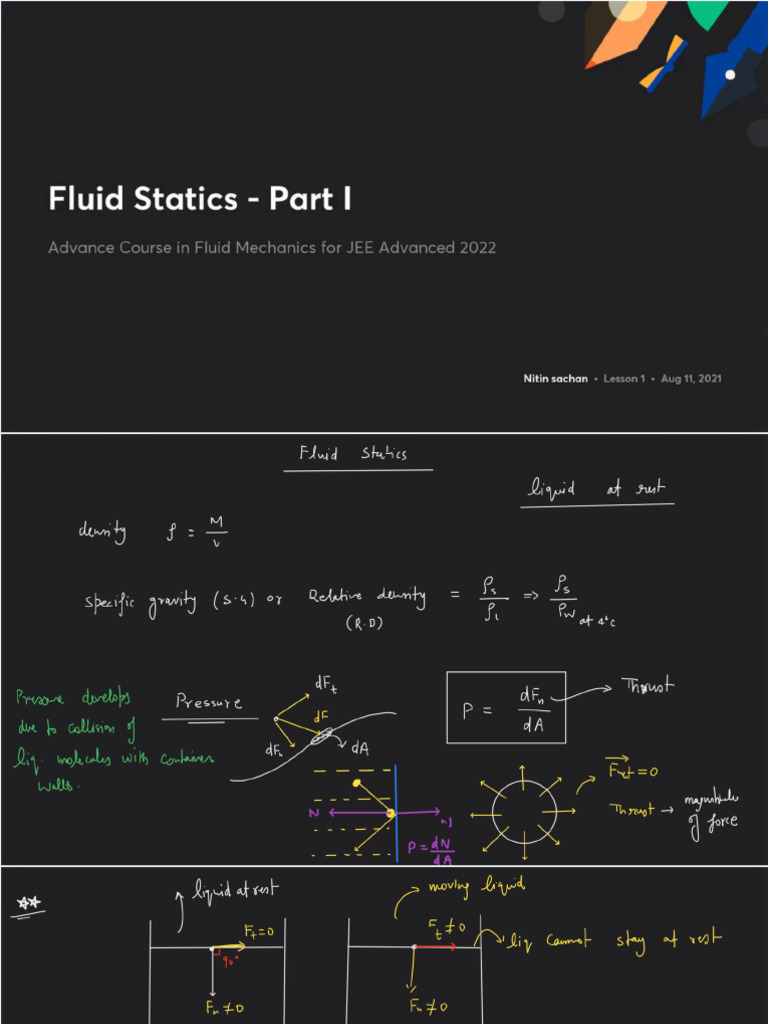 Fluid Statics Part I With Anno Pdf