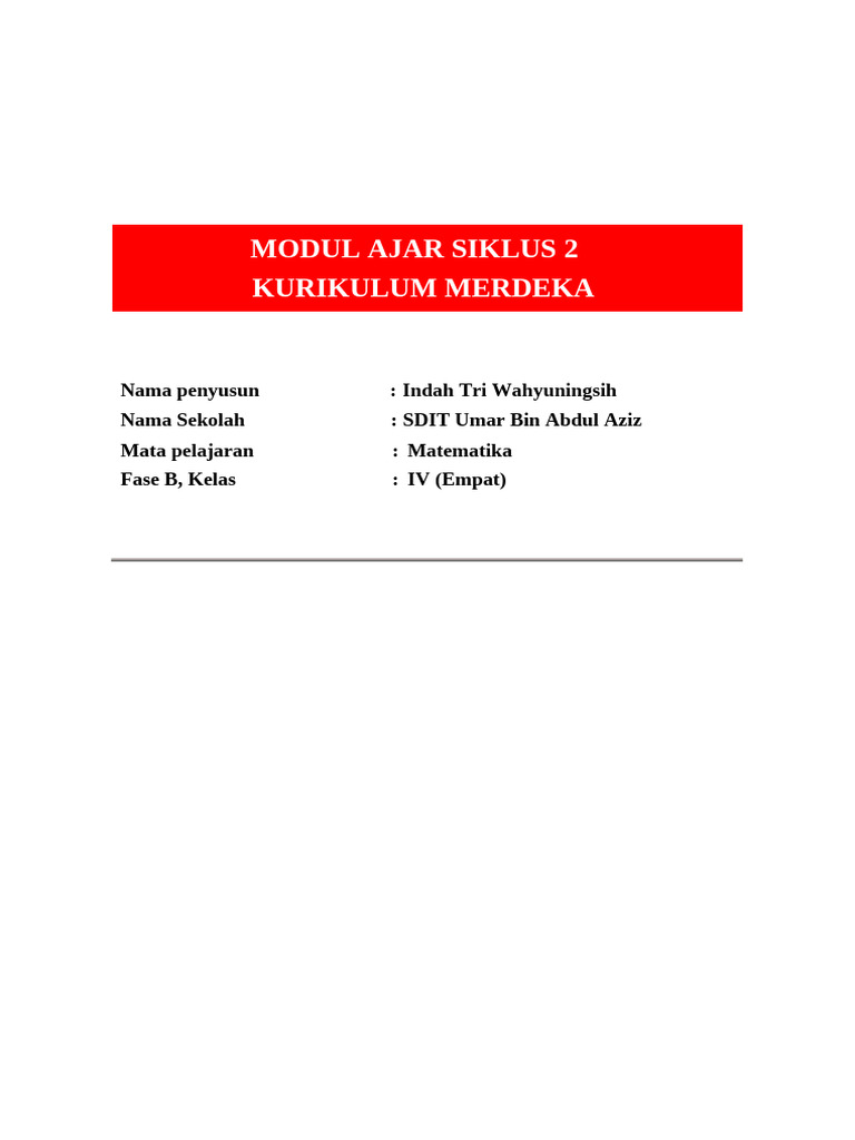 Modul Ajar Siklus 2 | PDF