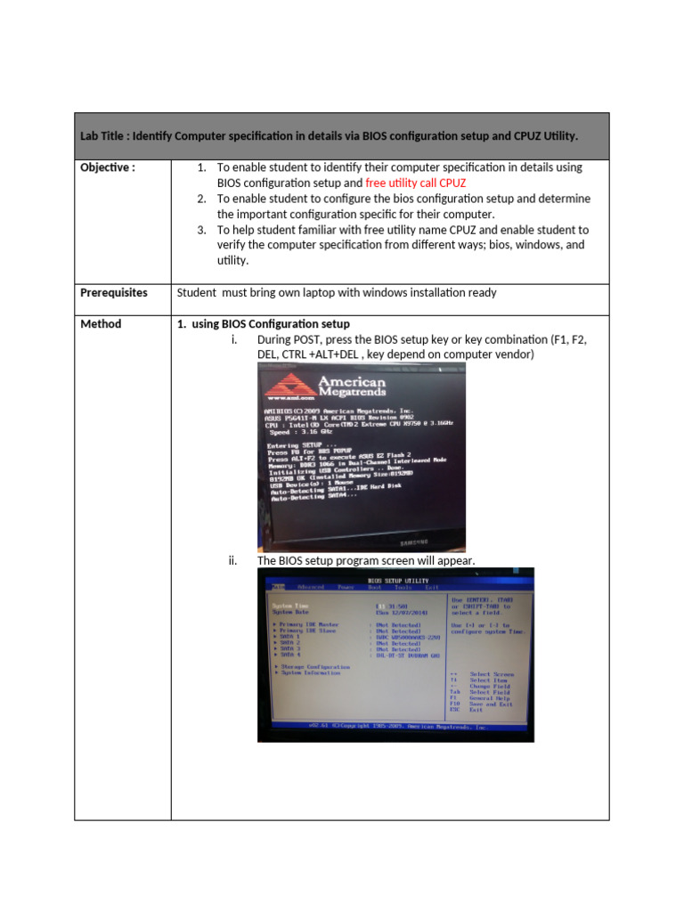 Identify Computer Specs via BIOS & CPUZ | PDF | Bios | Central ...