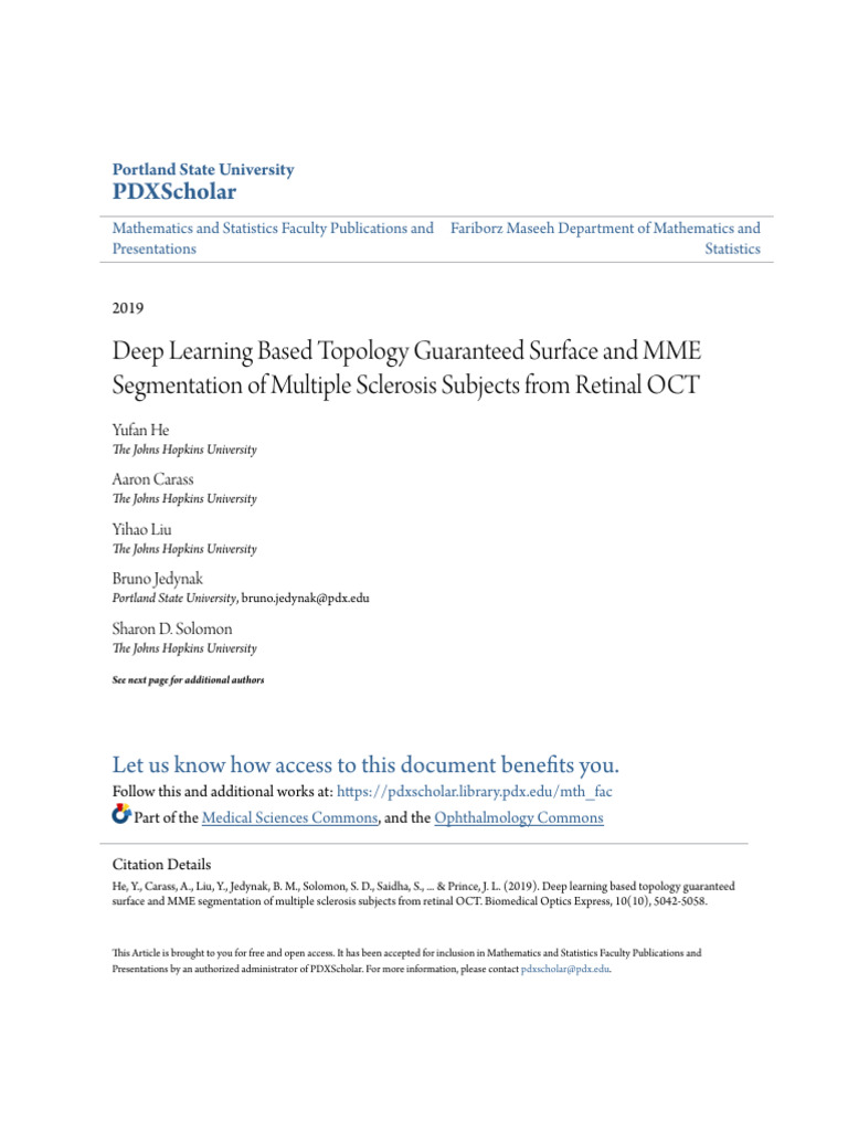 Deep Learning Based Topology Guaranteed Surface and MME | PDF | Image Segmentation | Retina