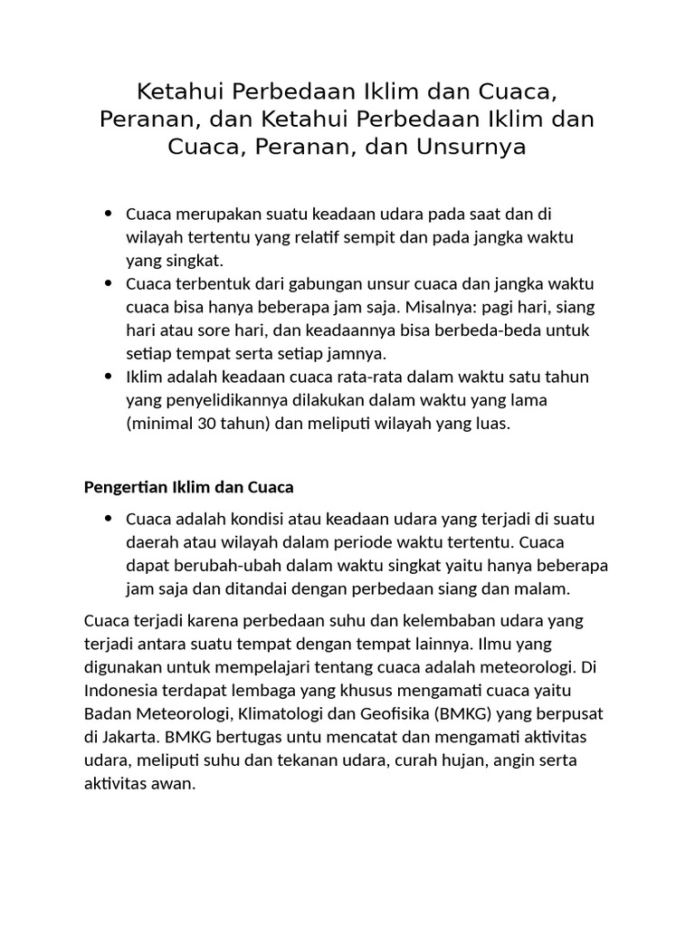 Cuaca Dan Iklim | PDF