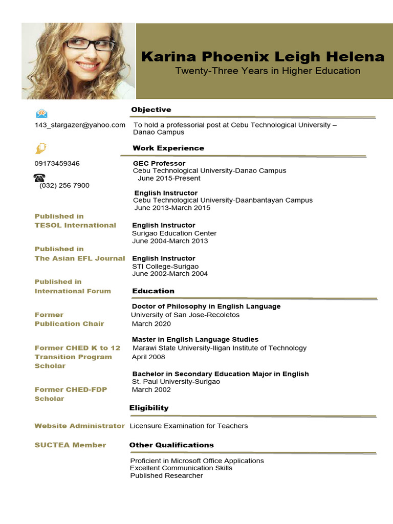 Resumes 2024 2025 - 100520 | PDF | English As A Second Or Foreign Language | Educational Stages