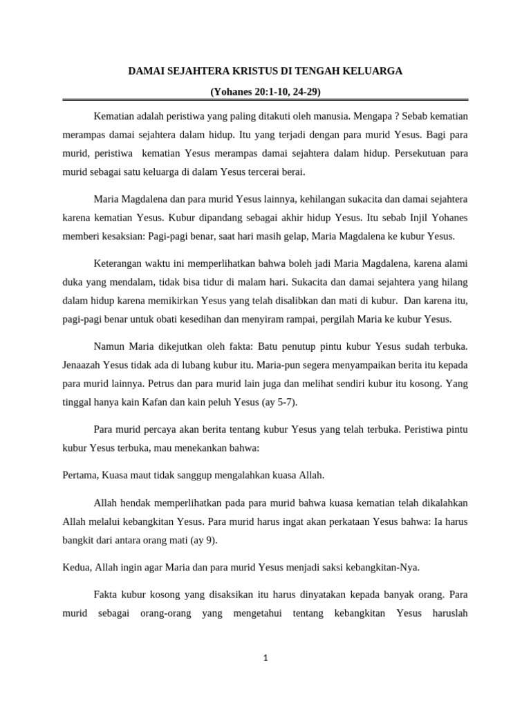 DAMAI SEJAHTERA KRISTUS DI TENGAH KELUARGA | PDF