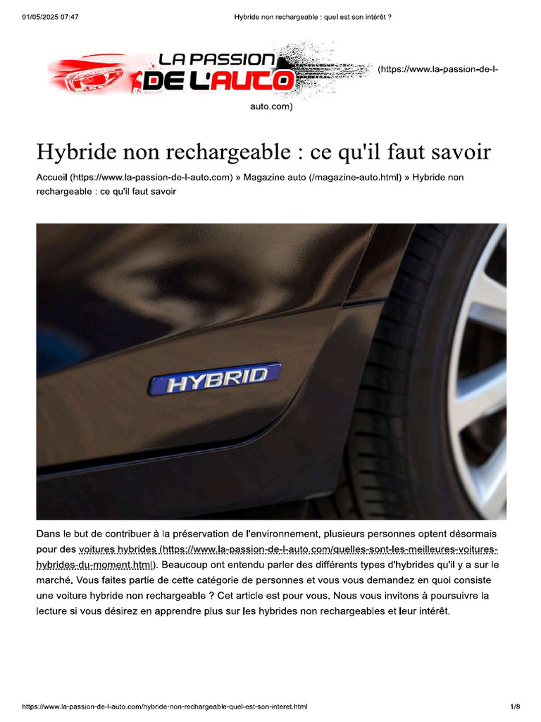 Hybride Non Rechargeable Ce Qu'il Faut Savoir | PDF
