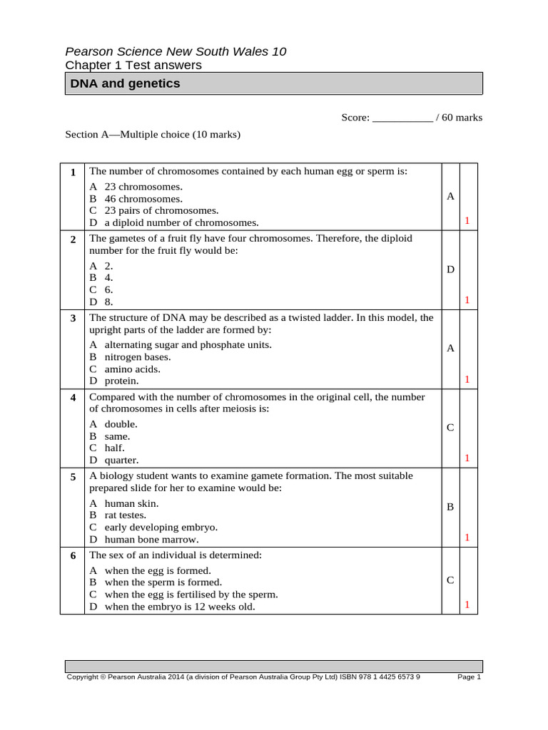 DNA and Genetics Test Answers | PDF | Zygosity | Allele