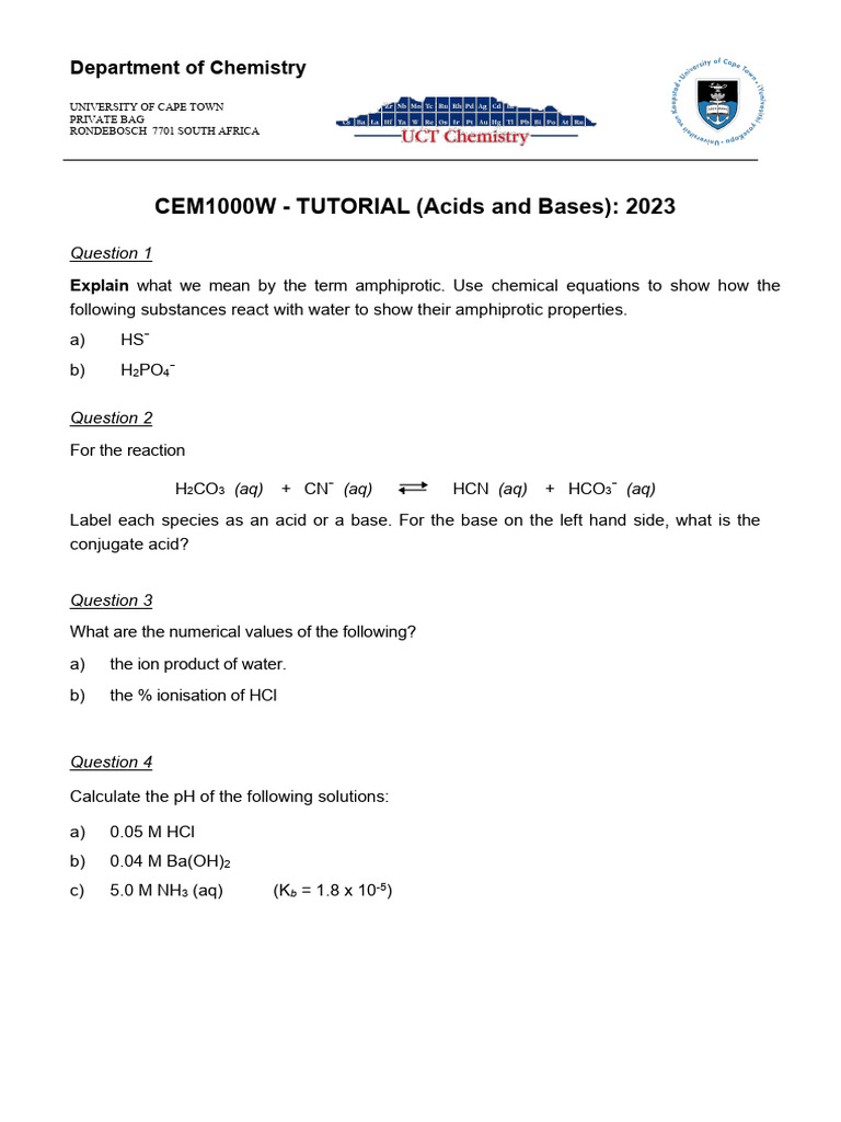 Acids and Bases: Aqueous Solution Analysis | PDF