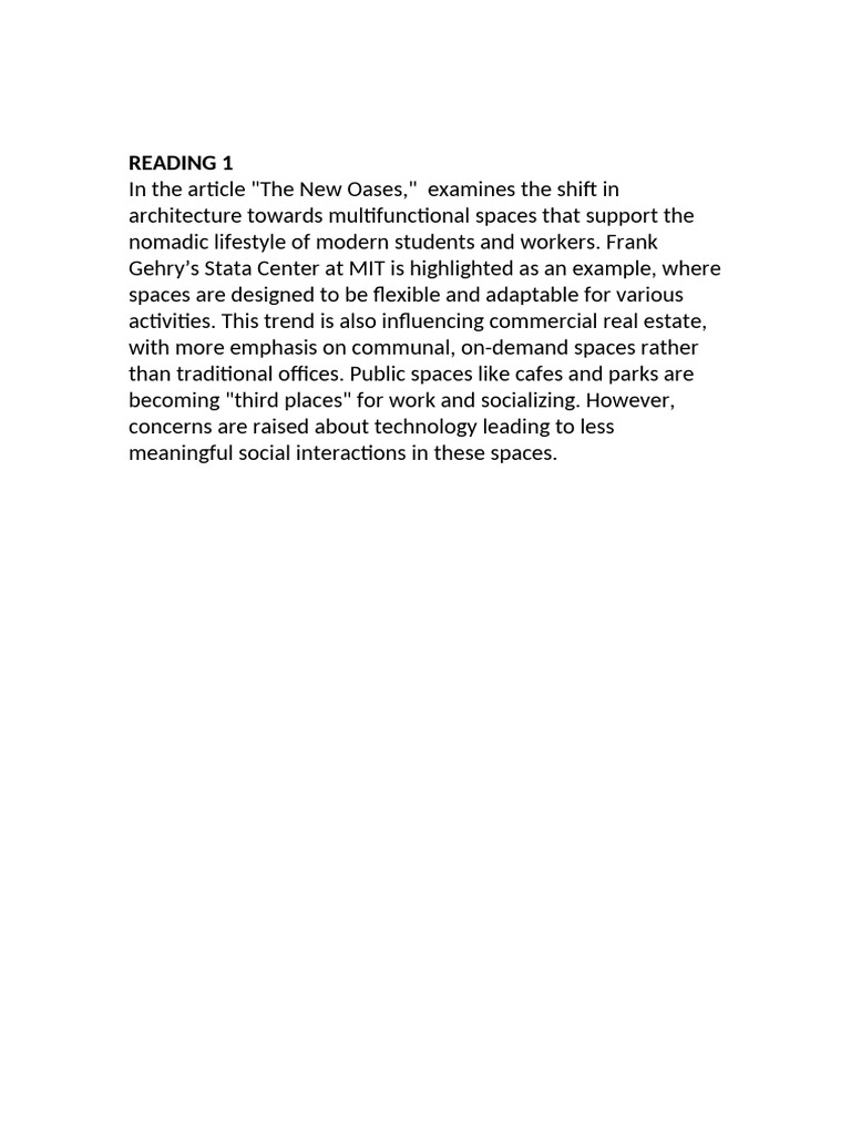 Summary READING 1 | PDF