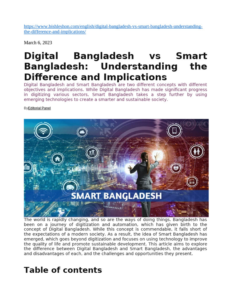 Digital Bangladesh Vs Smart Bangladesh | PDF | Information And ...