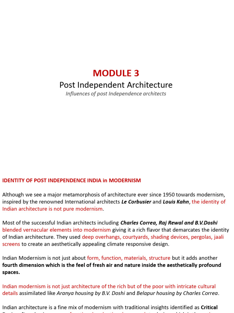 Module 3 - Part 1 - Charles Correa & Achyut Kanvinde J | PDF