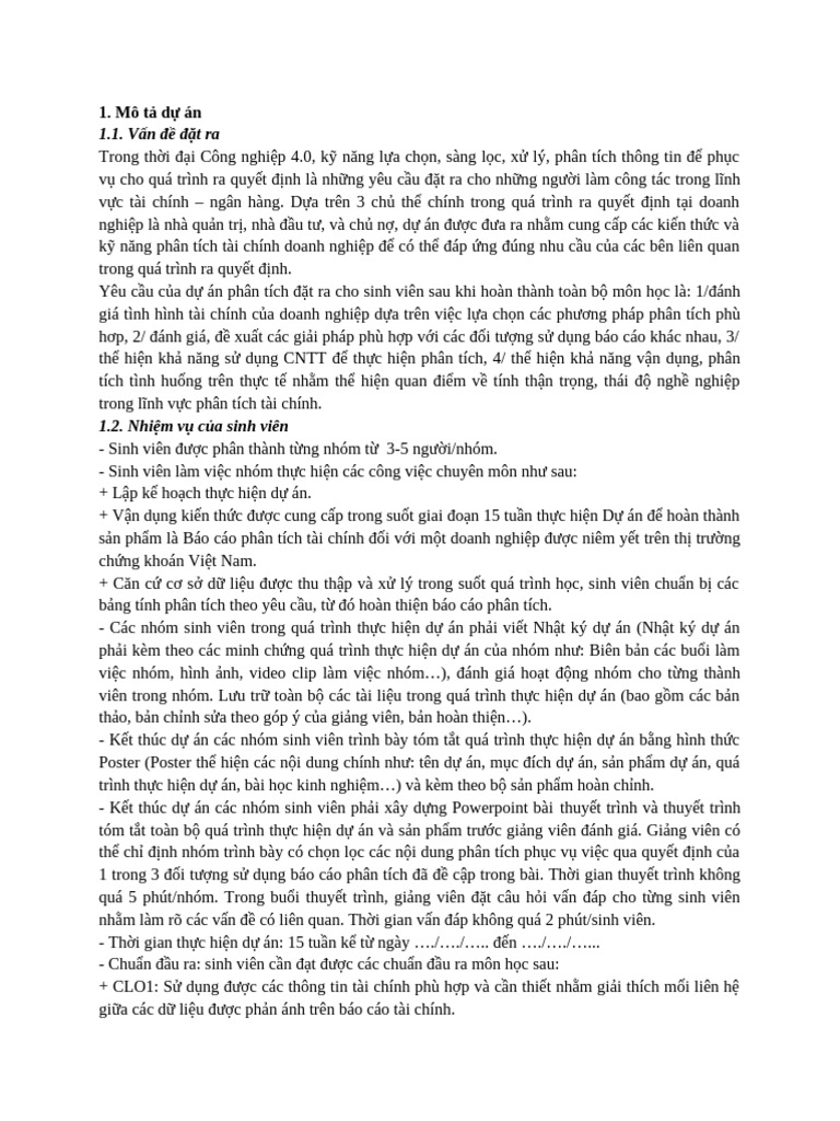 Huong Dan Thuc Hien Du An Phan Tich TCDN | PDF