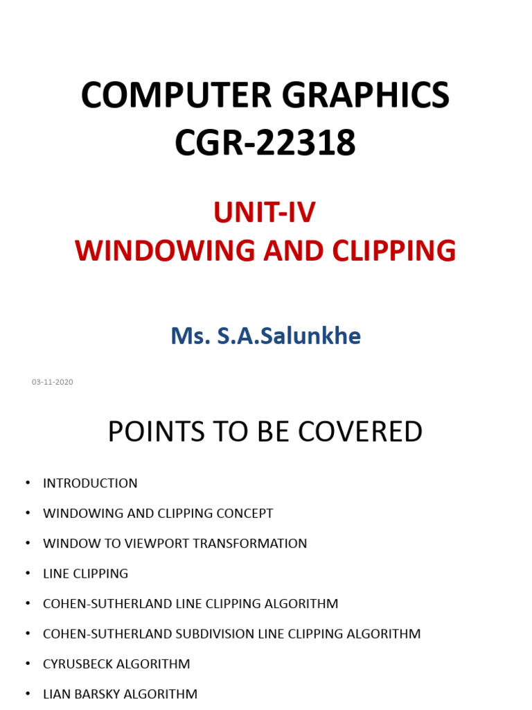 CHAPTER-IV WINDOWING - CLIPPING (1).pptx | PDF | Visual Cortex | Geometry