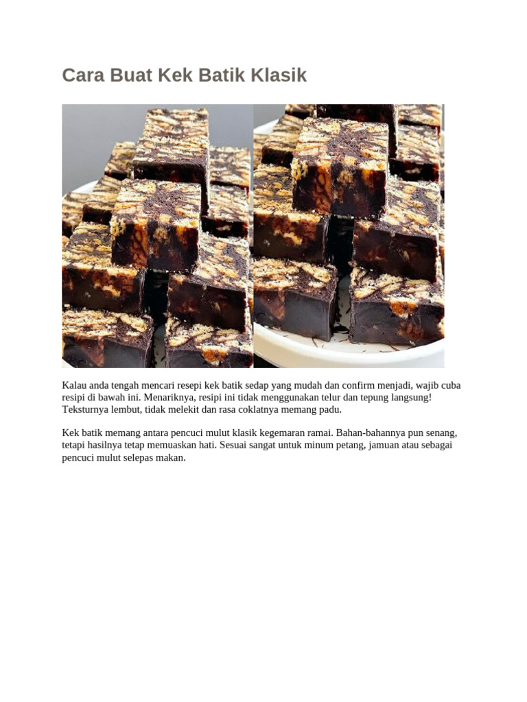 02 - Kek Batik Klasik | PDF
