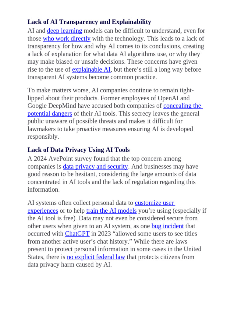 Lack of AI Transparency and Explainability | PDF | Artificial ...