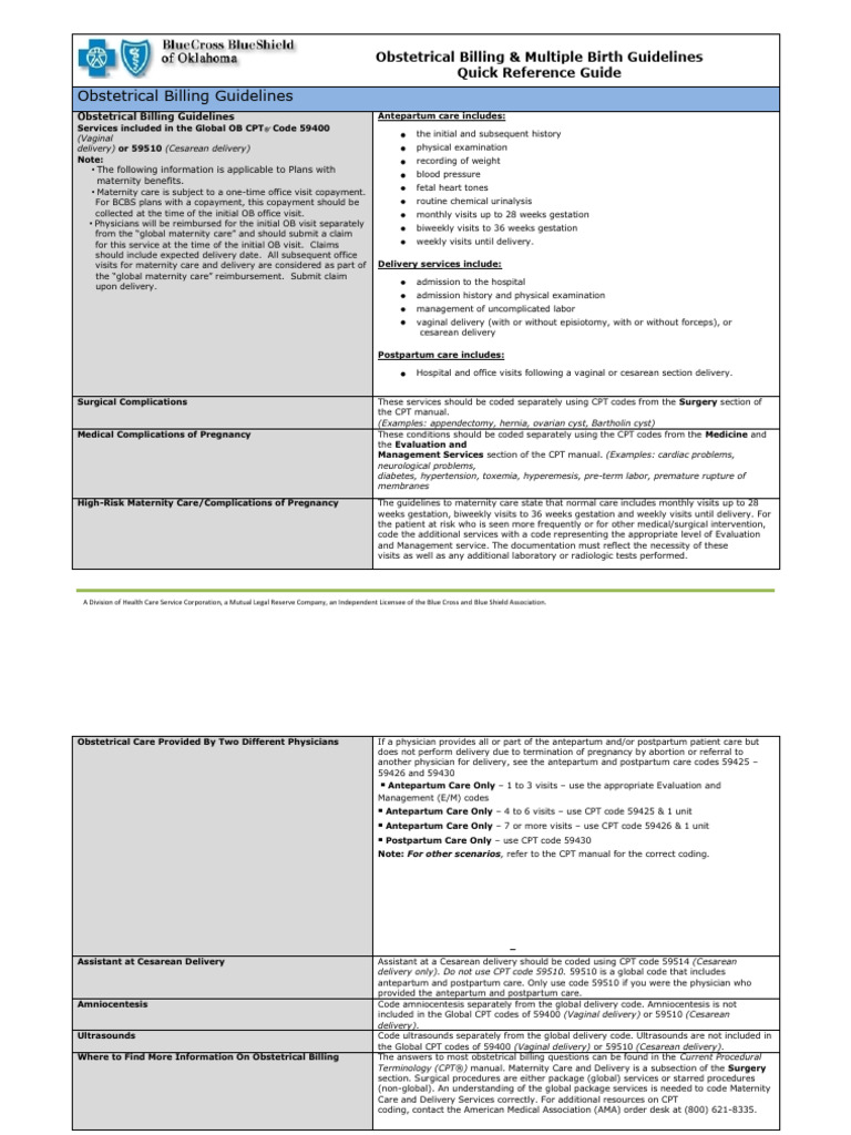 Obstetrical Billing Multiple Birth | PDF | Childbirth | Caesarean Section