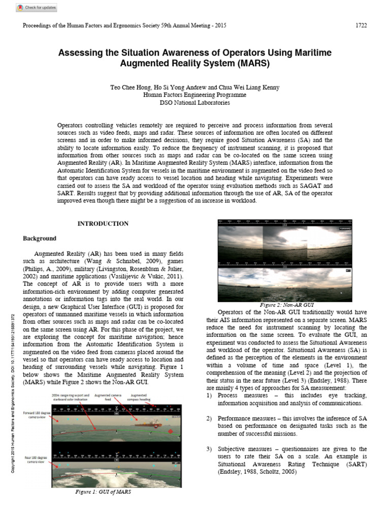 Assessing The Situation Awareness of Operators Using Maritime Augmented ...