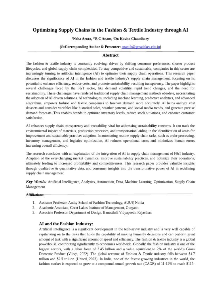 Optimizing Supply Chains Final Paper INCFAT23 | PDF | Supply Chain ...