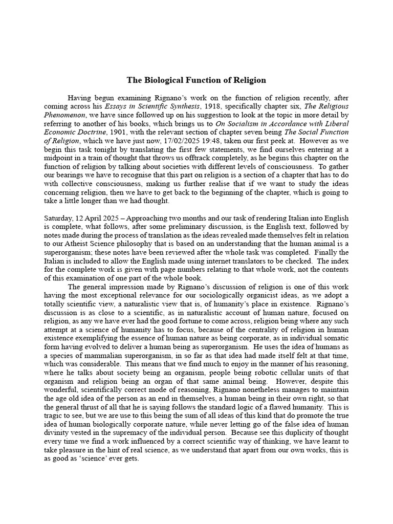 The Biological Role of Religion Explained | PDF | Knowledge | Reason