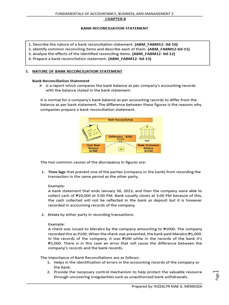 Understanding Bank Reconciliation Statements | PDF | Debits And Credits ...