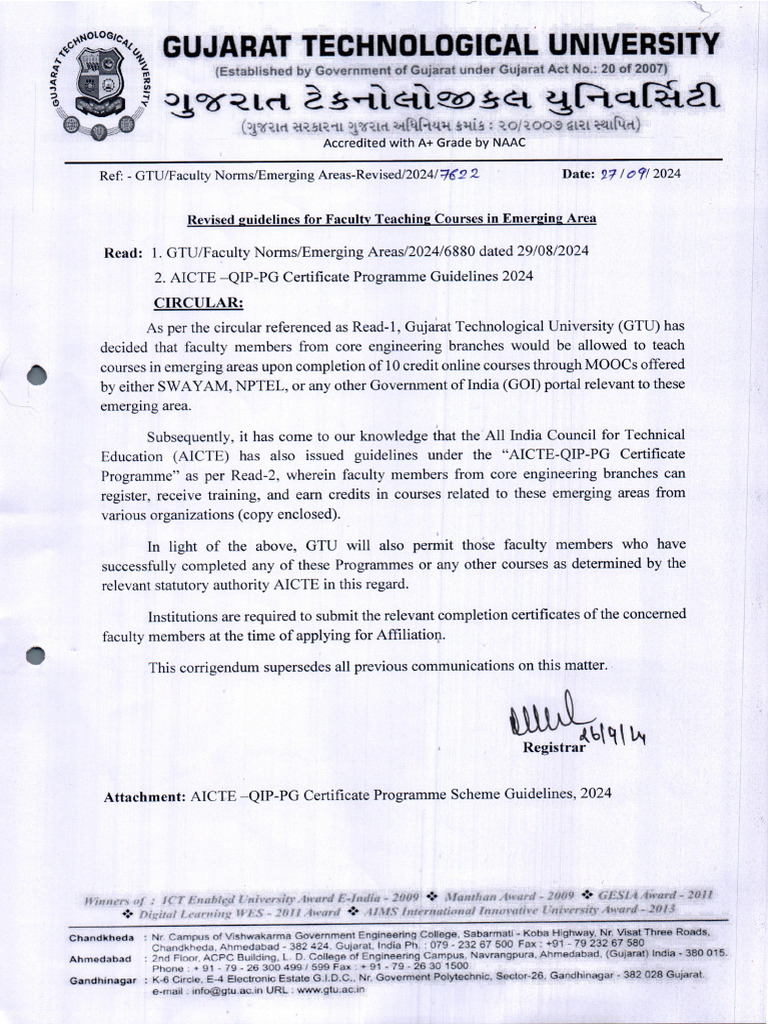 GTU Revised Circular | PDF