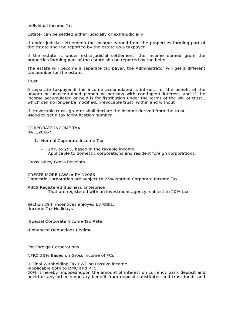 Individual Income Tax 3-26-2025 | PDF | Capital Gains Tax | Income Tax