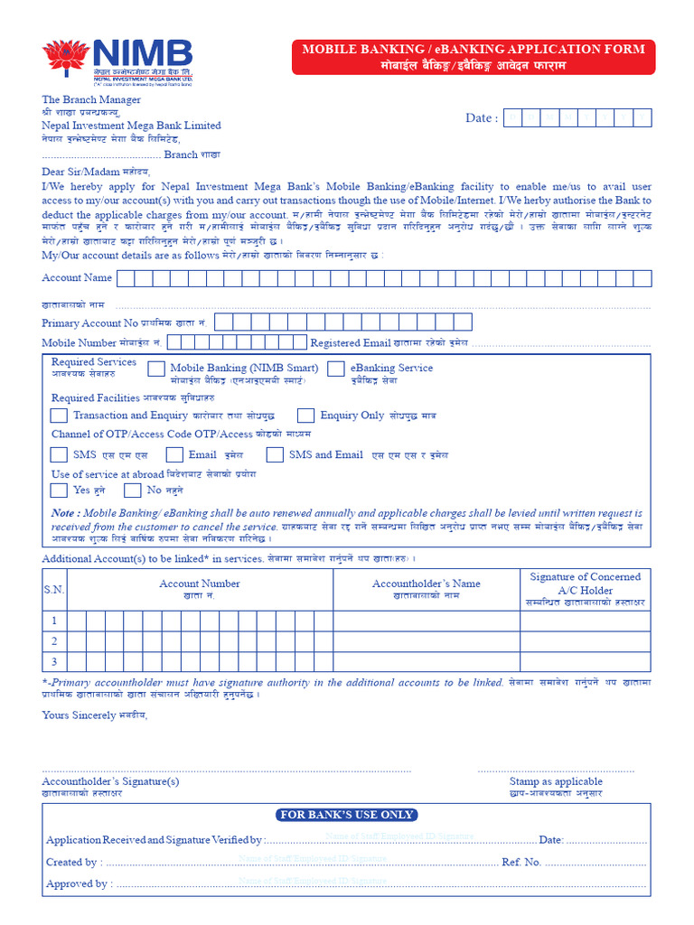 Mobile Banking Alert Ebanking Application Form | PDF | Service Industries | Applications Of ...