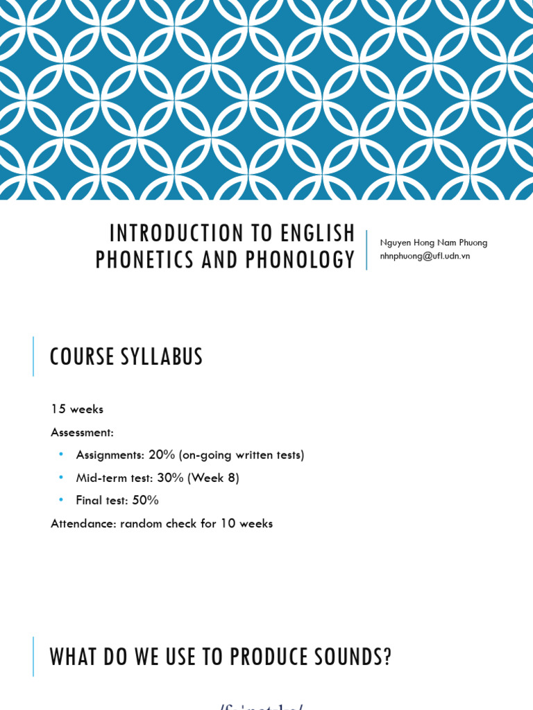 Week 1 - Speech Organs | PDF