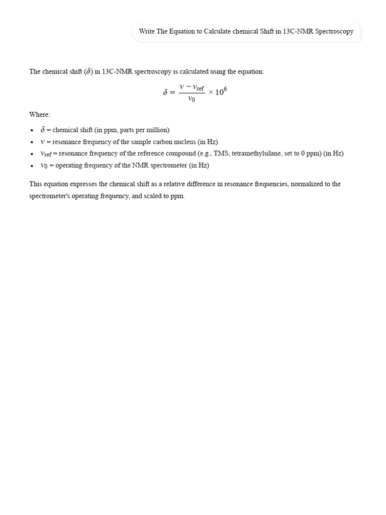 Chemical Shift Calculation in 13C-NMR | PDF