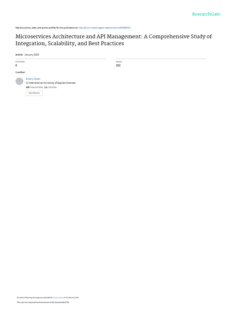 Microservices Architectureand APIManagement | PDF | Scalability | Computer Security