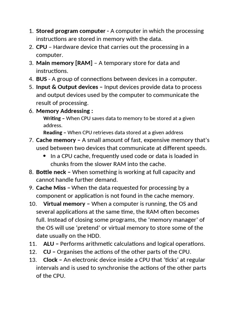 Comp Sci Definitions | PDF | Computer Data Storage | Central Processing Unit