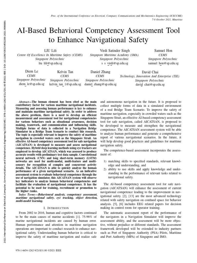 AI Based Behavioral Competency Assessment Tool To Enhance Navigational Safety | PDF | Deep ...