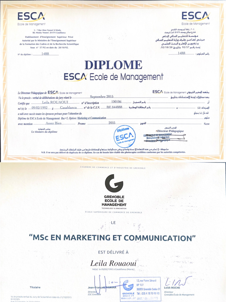 Diplome ESCA | PDF
